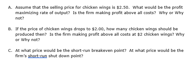 7. Utilizing the chicken wing production function | Chegg.com