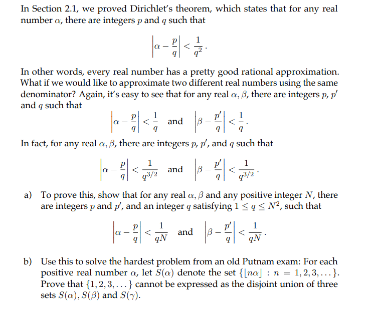 Solved In Section 2.1, we proved Dirichlet's theorem, which | Chegg.com
