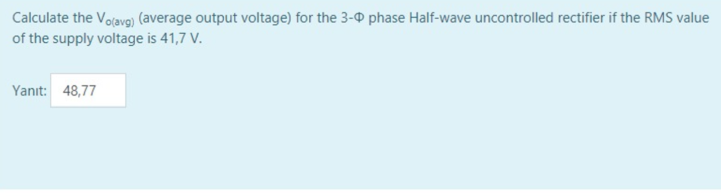 Solved Calculate the Vo(avg) (average output voltage) for | Chegg.com