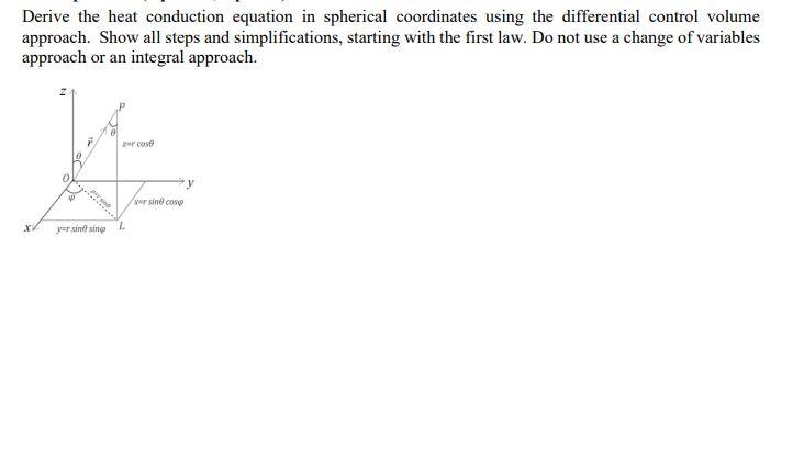 Solved Derive the heat conduction equation in spherical | Chegg.com
