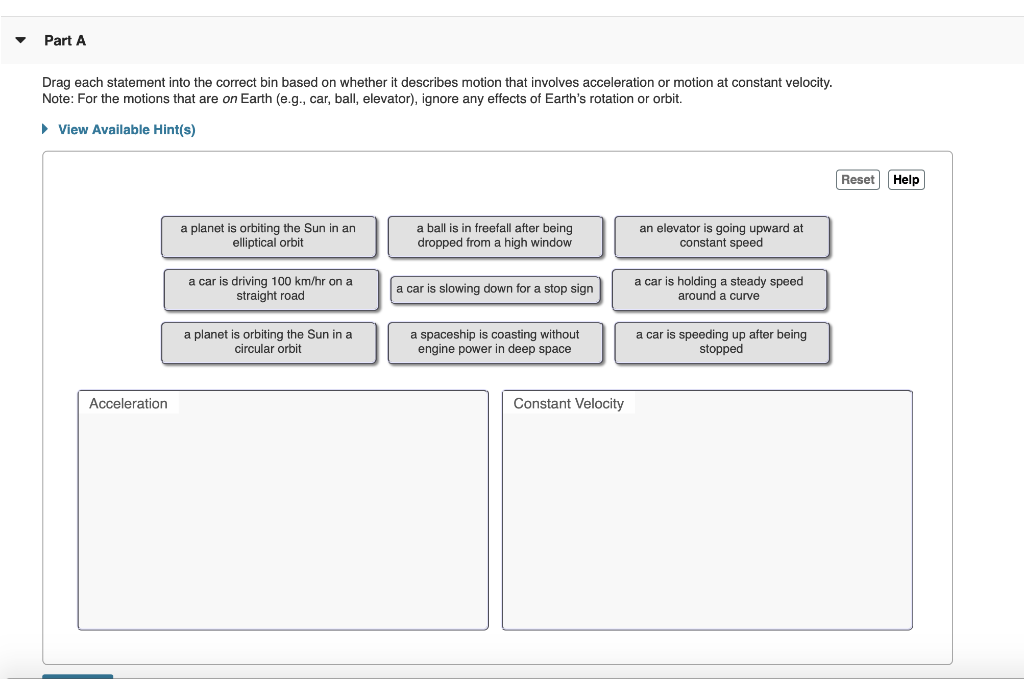 Solved Part A Drag each statement into the correct bin based | Chegg.com