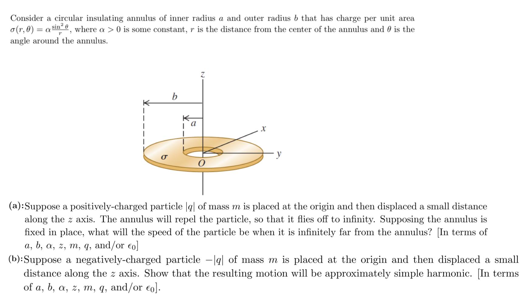 Solved Consider a circular insulating annulus of inner | Chegg.com