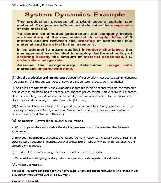 Solved System Dynamics Example The production process of a | Chegg.com