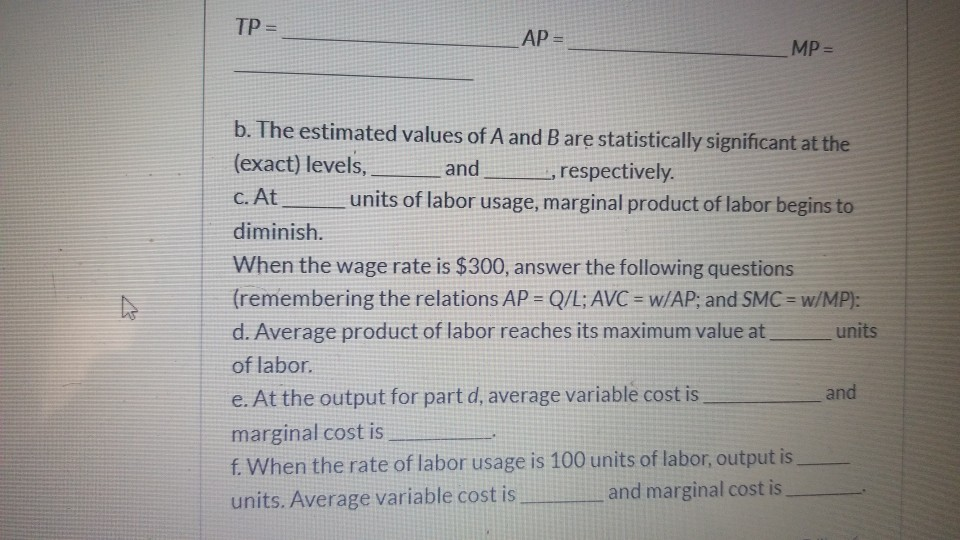 Solved A firm estimates its cubic production function of the | Chegg.com