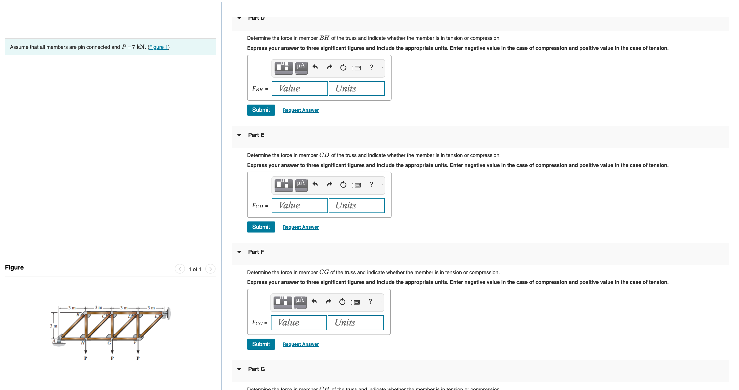 Solved Assume that all members are pin connected and P=7kN. | Chegg.com