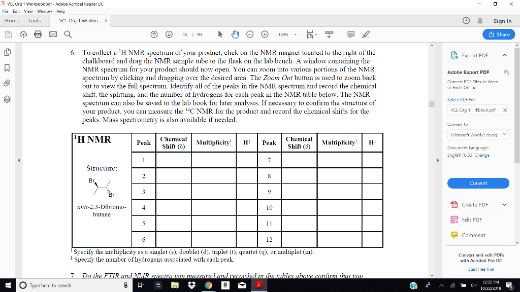 Solved PROVIDE FTIR AND NMR FOR anti-2,3-dibromo-butane! | Chegg.com