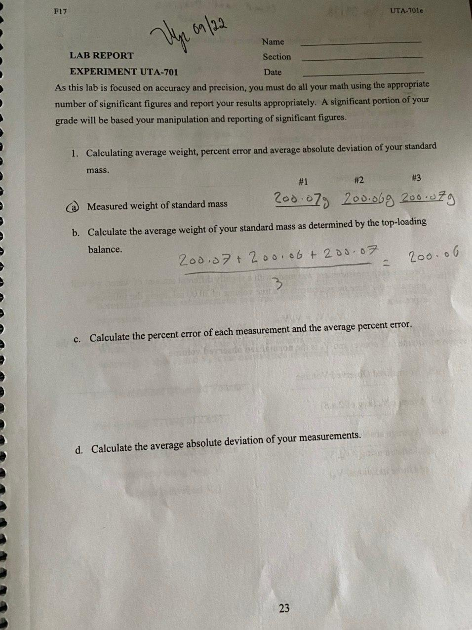 F17 UTA-701e Ulys on 122 Name LAB REPORT Section | Chegg.com