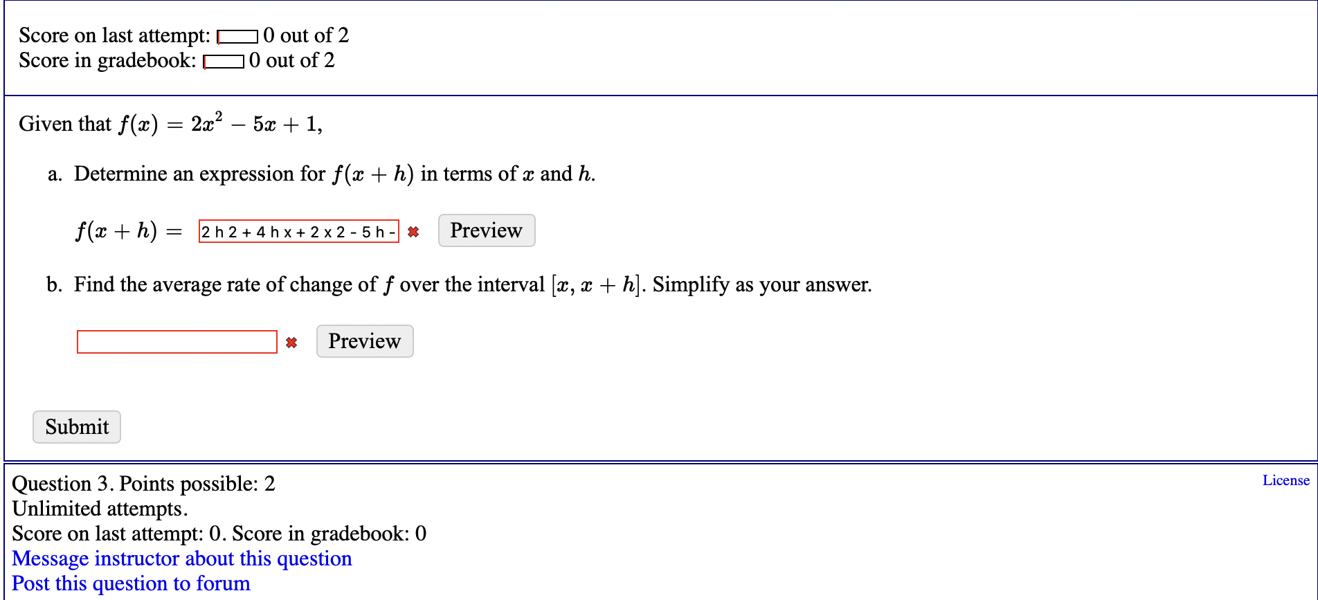 Solved Score on last attempt: J out of 2 Score in gradebook: | Chegg.com