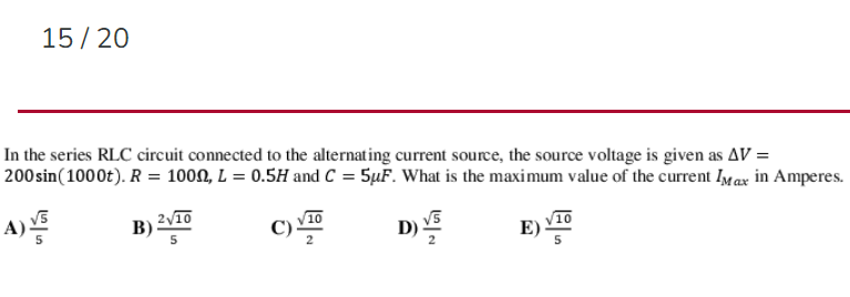 Solved In the series RLC circuit connected to the | Chegg.com