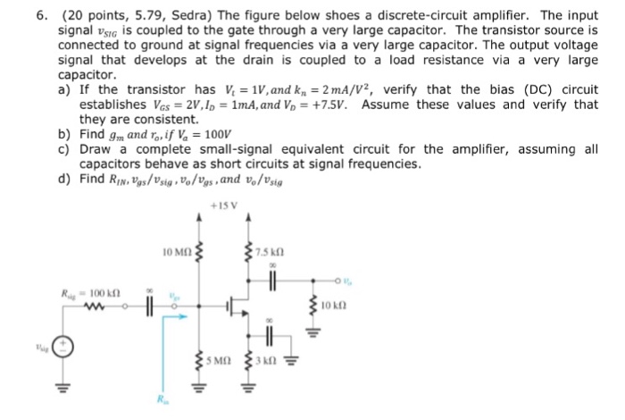 Solved The figure below shoes a discrete-circuit amplifier. | Chegg.com