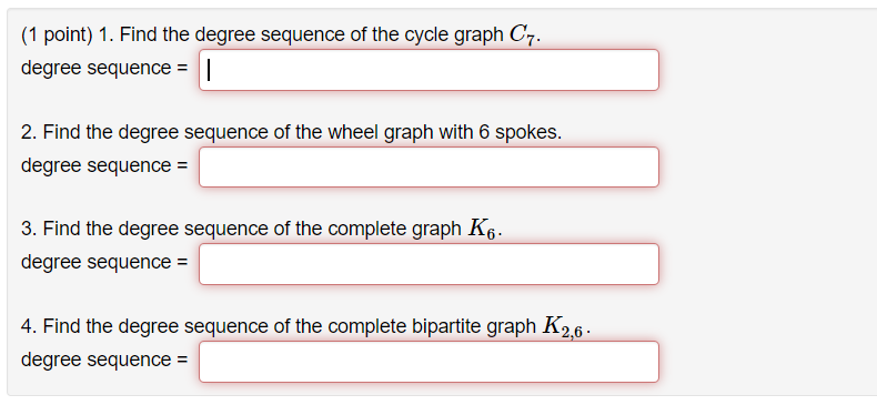 Solved 1 Point 1 Find The Degree Sequence Of The Cycle