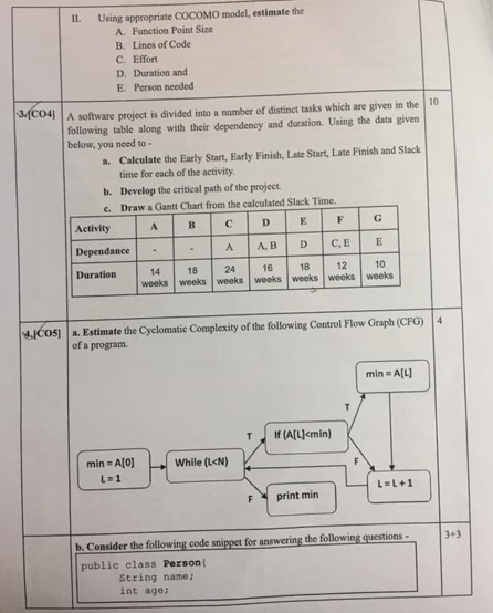 Solved II. Using appropriate COCOMO model, estimate the A. | Chegg.com