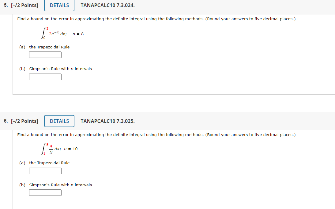 Solved Find a bound on the error in approximating the | Chegg.com