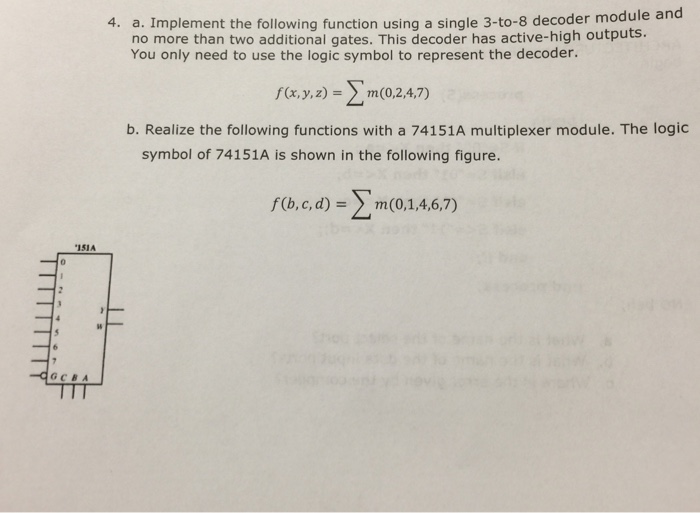 Solved a. Implement the following function using a single | Chegg.com