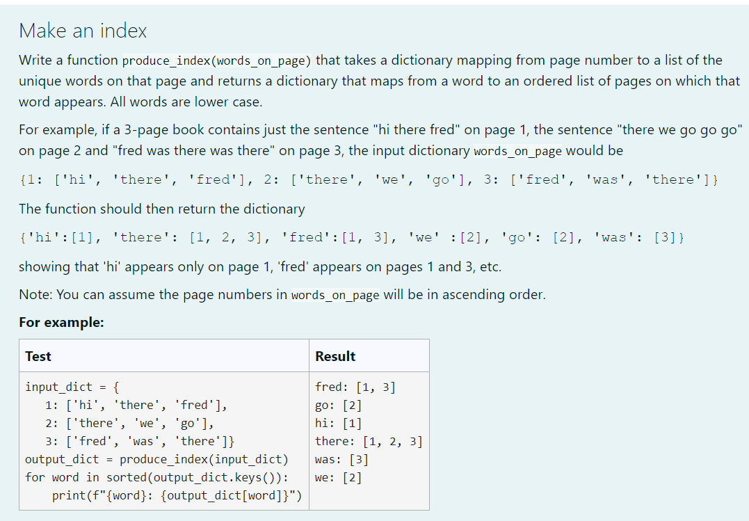 Solved Make an index Write a | Chegg.com