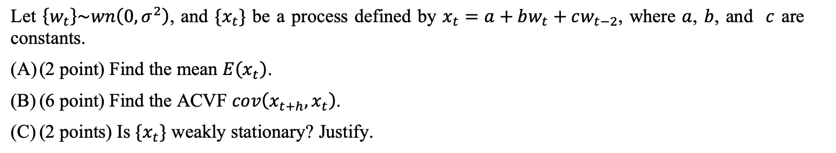 Solved Let {wt}∼wn(0,σ2), and {xt} be a process defined by | Chegg.com