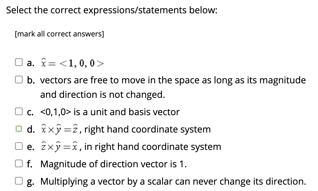 Solved Select The Correct Expressionsstatements Below