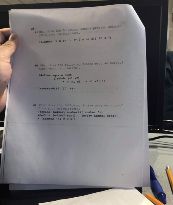 Solved Q25: a) What does the following schema program | Chegg.com