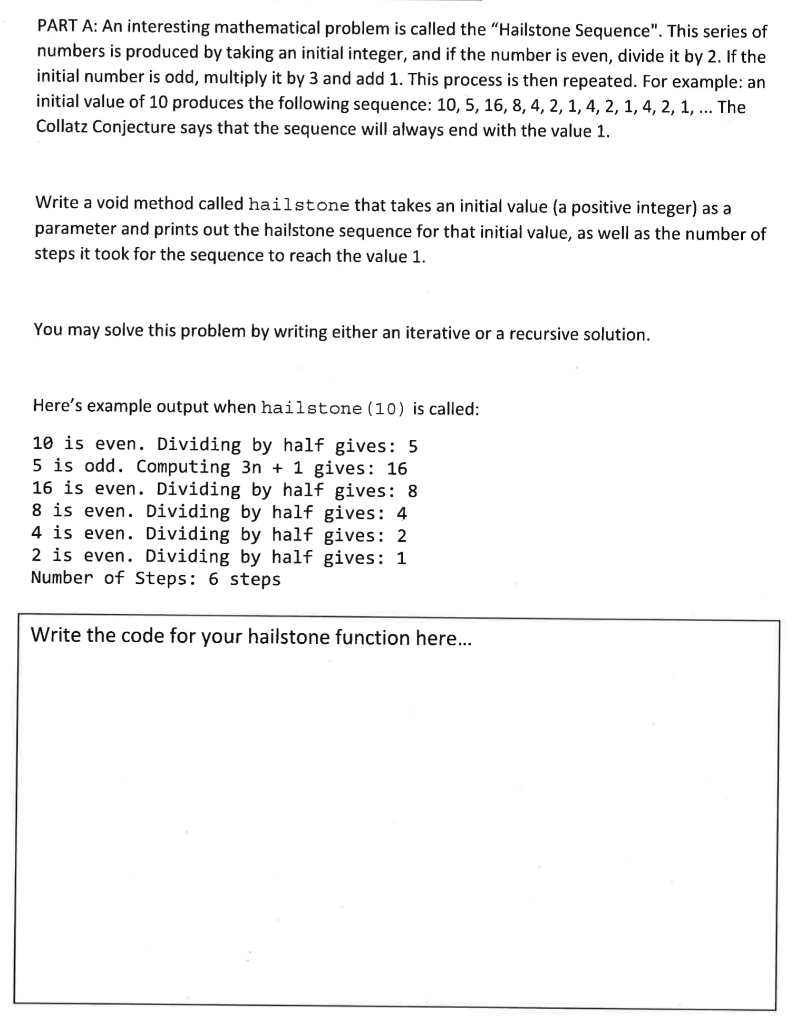 Solved PART A: An interesting mathematical problem is called | Chegg.com