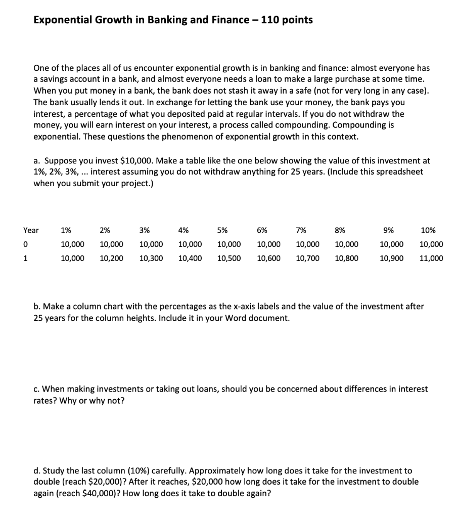 Exponential Growth in Banking and Finance - 110 | Chegg.com