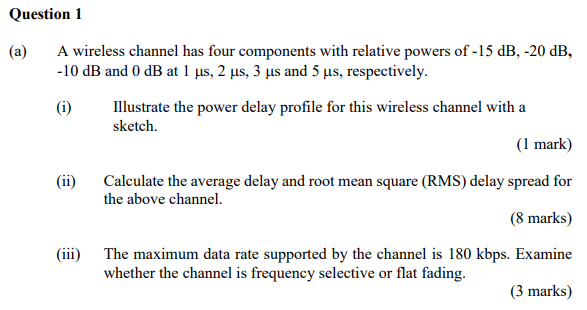 Solved This is a wireless communication systems question. | Chegg.com