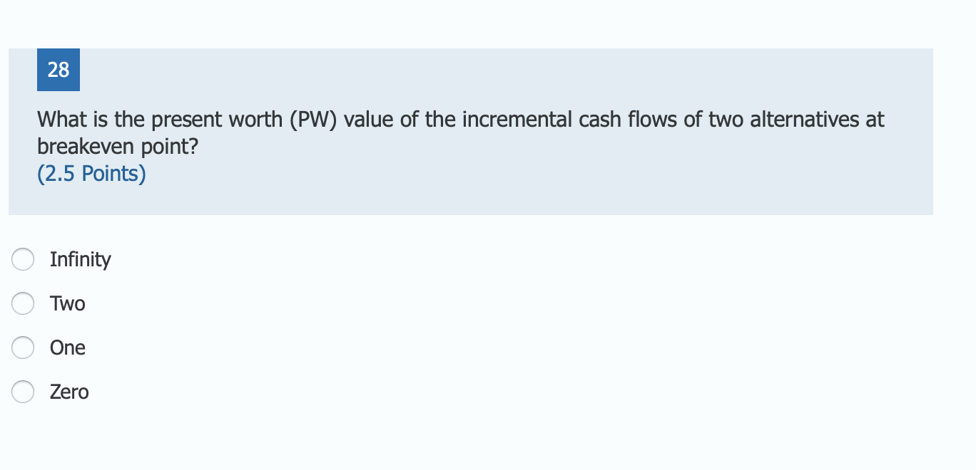 Solved 28 What is the present worth (PW) value of the | Chegg.com