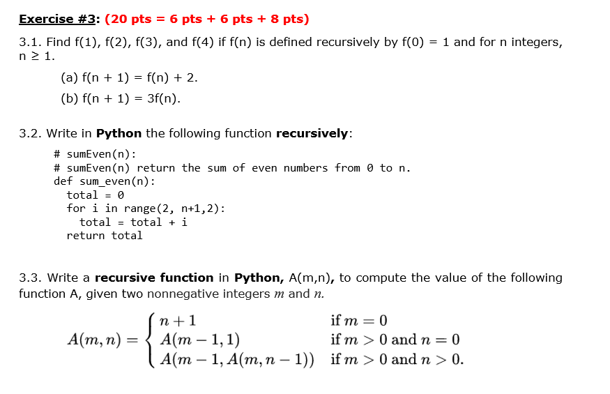 Solved Exercise #3: (20 pts = 6 pts + 6 pts + 8 pts) 3.1. | Chegg.com Solved Exercise #3: (20 pts = 6 pts + 6 pts + 8 pts) 3.1. | Chegg.com