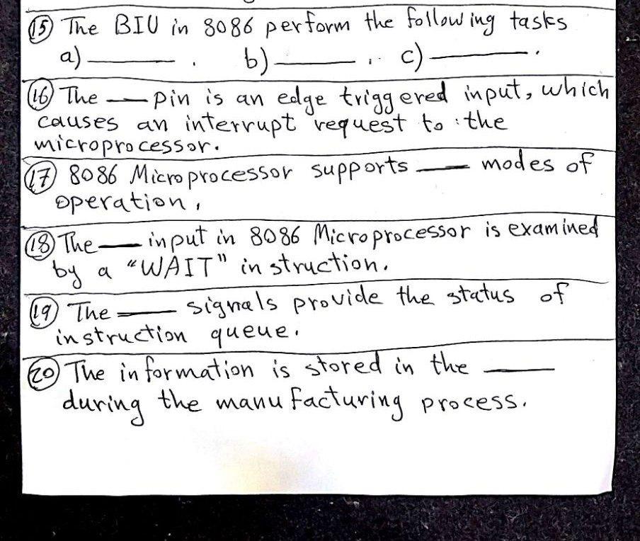 Solved ③ The BIU in 8086 perform the following tasks a) b)- | Chegg.com