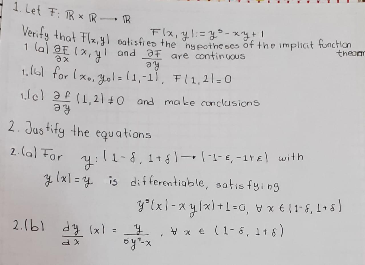 Solved 1. Let F:R×R R Verify that F(x,y∣ satisfies the | Chegg.com