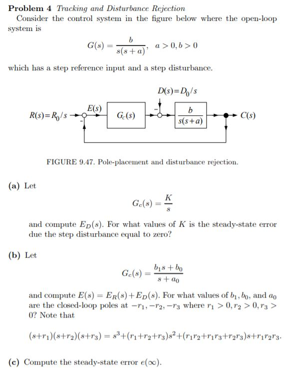 Problem 4 Tracking and Disturbance Rejection Consider | Chegg.com