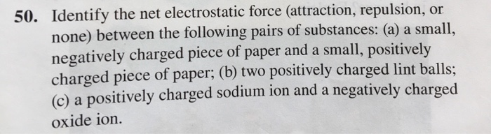 Solved Identify The Net Electrostatic Force Attraction