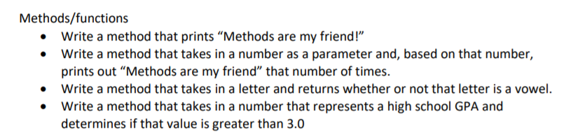 Solved Methodsfunctions Write A Method That Prints Methods 