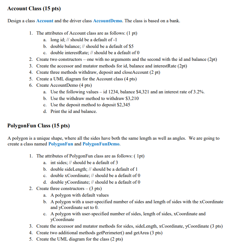 Solved Account Class (15 pts) Design a class Account and the | Chegg.com