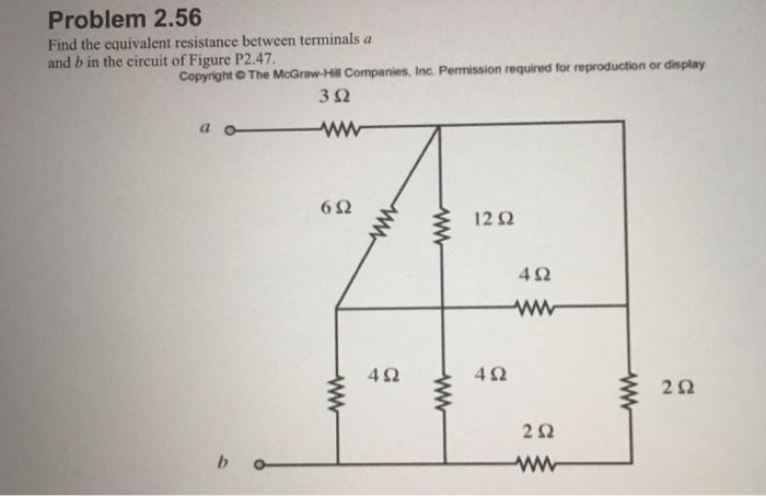 (Solved Homework): Problem 2.56 Find the equivalent resistance between ... (Solved Homework): Problem 2.56 Find the equivalent resistance between ...