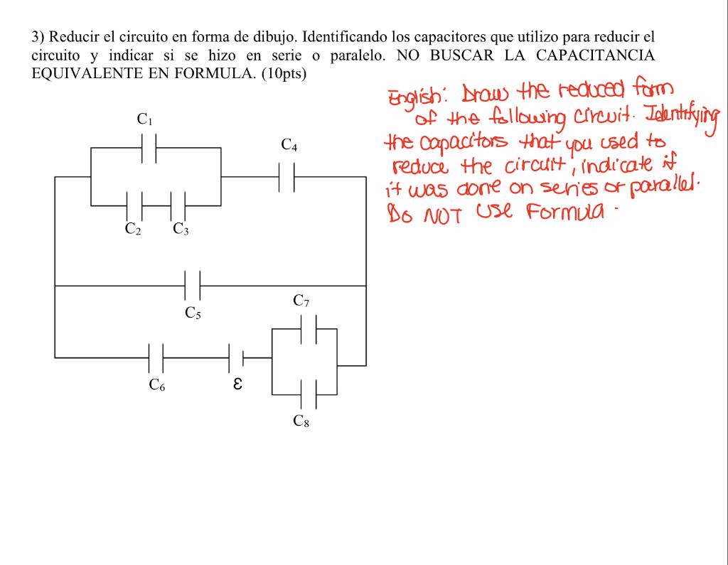 [Solved]: 3) Reducir el circuito en forma de dibujo. Ident