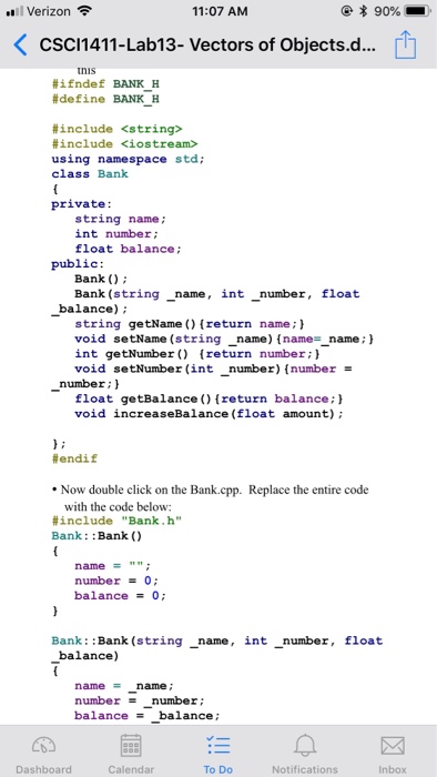 Solved l Verizon 11:07 AM CSCI1411-Lab13- Vectors of | Chegg.com