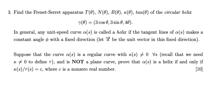 Solved Find the Frenet-Serret apparatus | Chegg.com