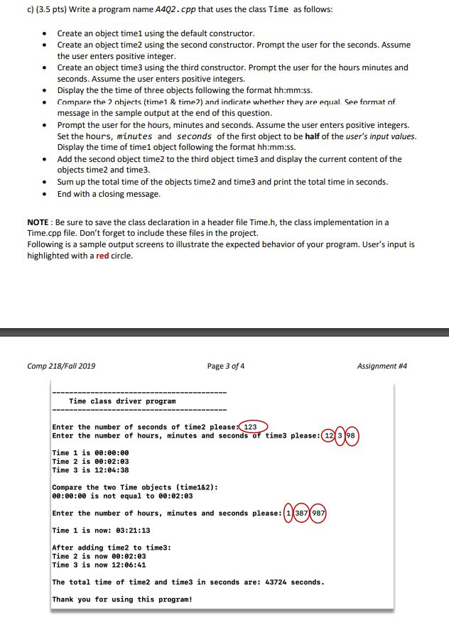 Solved Question #2: Implementing a class (10 pts) a) (1.5 | Chegg.com
