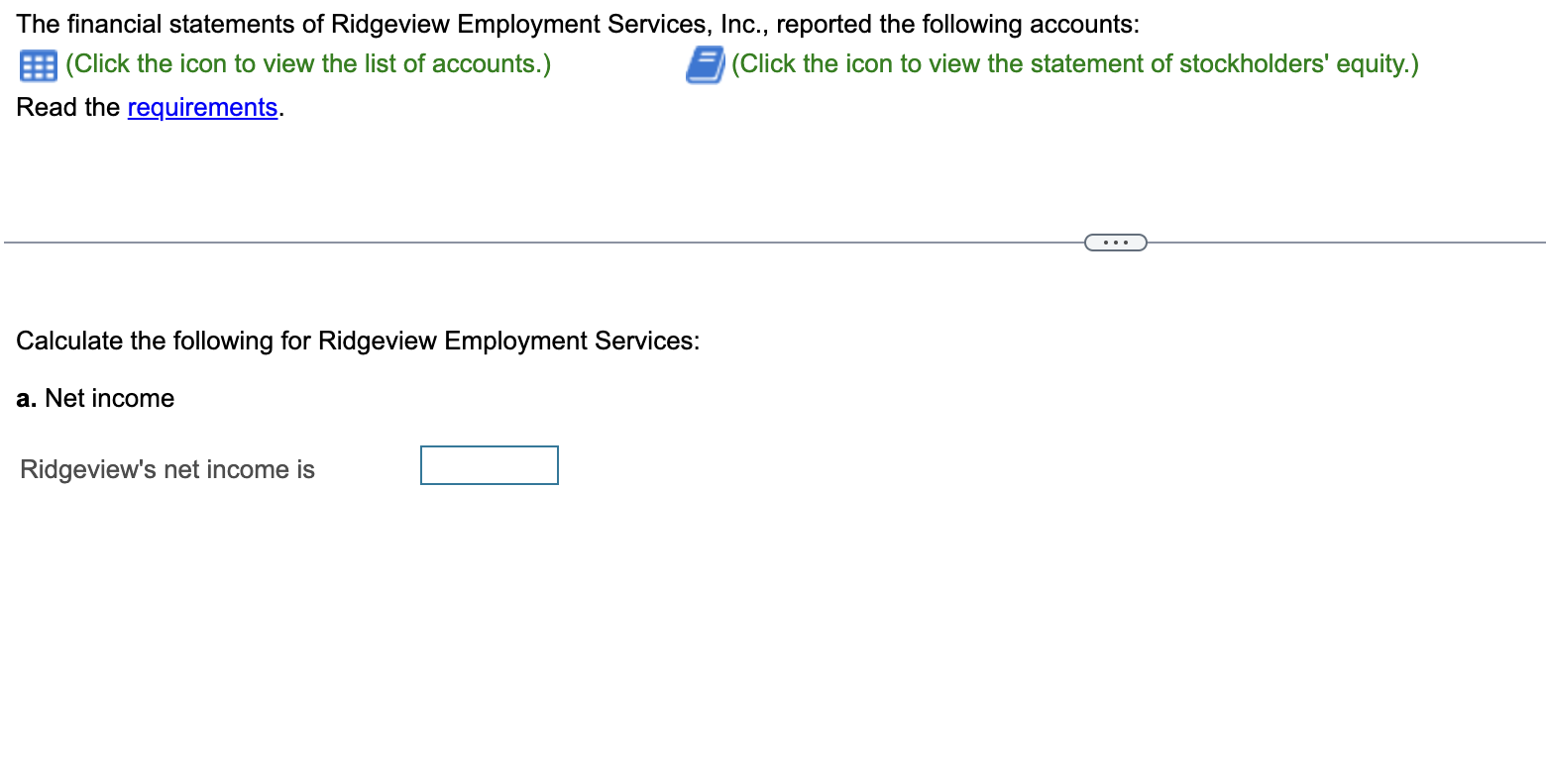 Solved The financial statements of Ridgeview Employment | Chegg.com