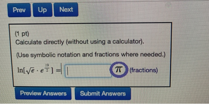 Solved Prev Up Next (1 pt) Calculate directly (without using | Chegg.com