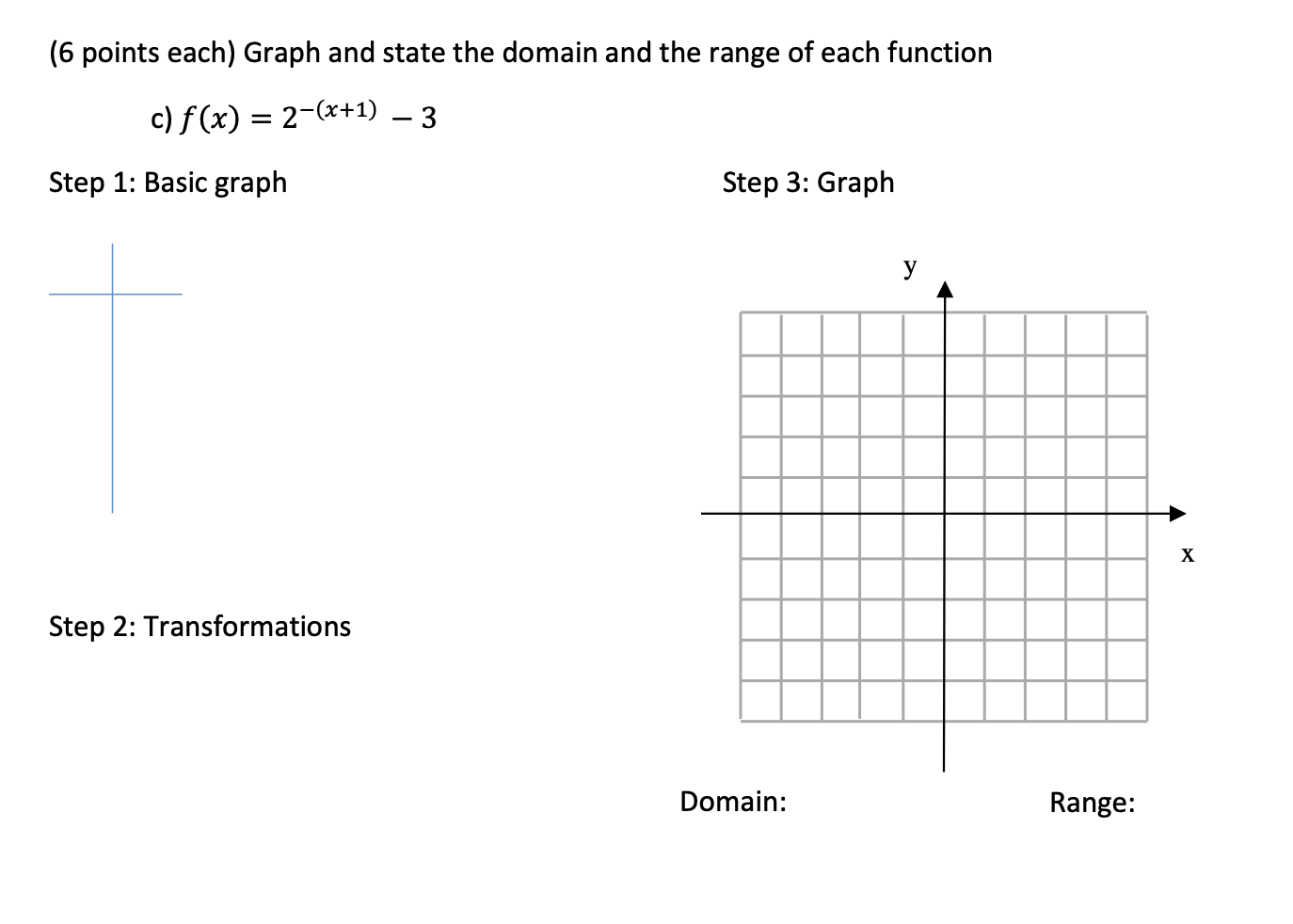 Solved (6 points each) Graph and state the domain and the | Chegg.com