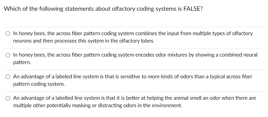 Solved Which Of The Following Statements About Olfactory