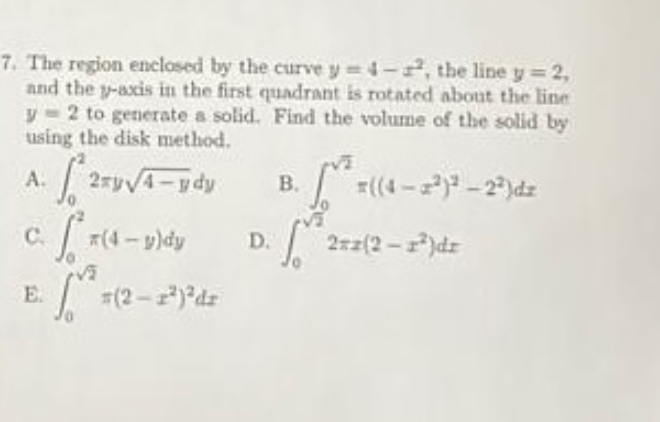 Solved The region enclosed by the curve y=4-x2, ﻿the line | Chegg.com