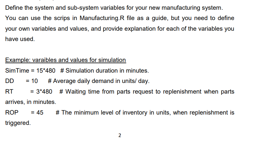 Solved Define the system and sub-system variables for your | Chegg.com