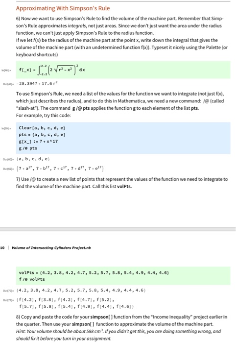 Solved Approximating With Simpson's Rule 6) Now we want to | Chegg.com