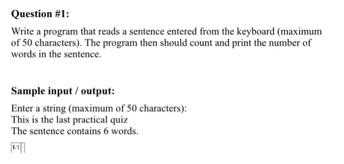 Solved Question 1 Write A Program That Reads A Sentence 2737