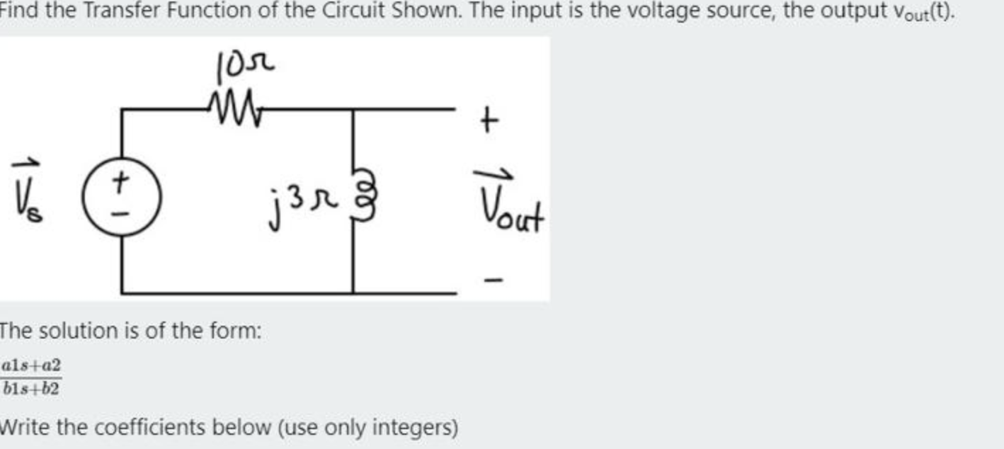 Solved Find the Transfer Function of the Circuit Shown. The | Chegg.com