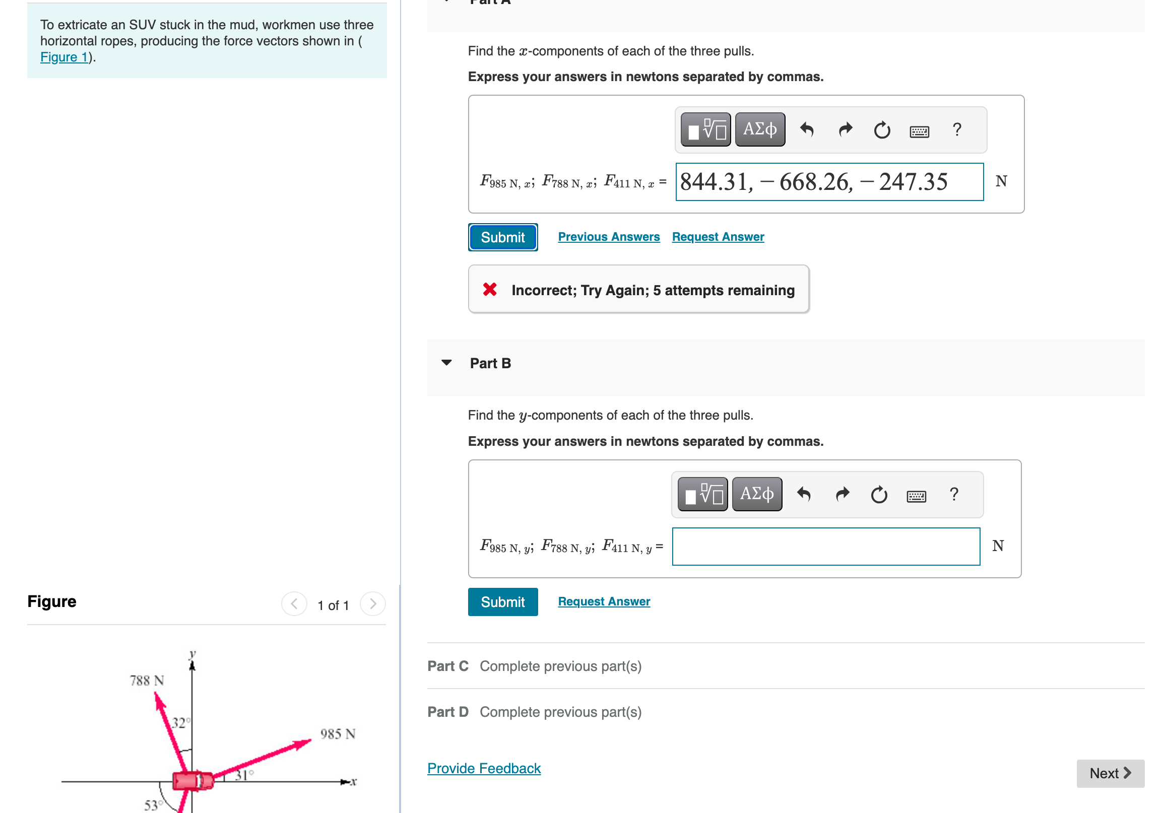 Solved To extricate an SUV stuck in the mud, workmen use | Chegg.com