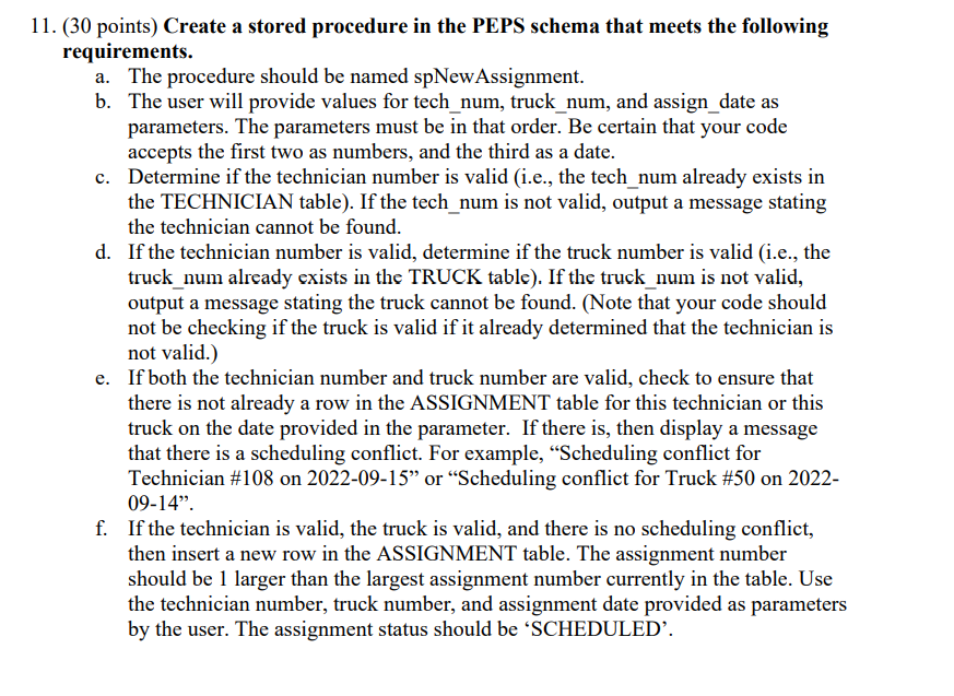 Solved 1. ( 30 points) Create a stored procedure in the PEPS | Chegg.com
