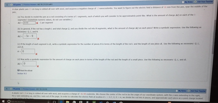 Solved A clear plastic pen 13 cm is rubbed all over with | Chegg.com